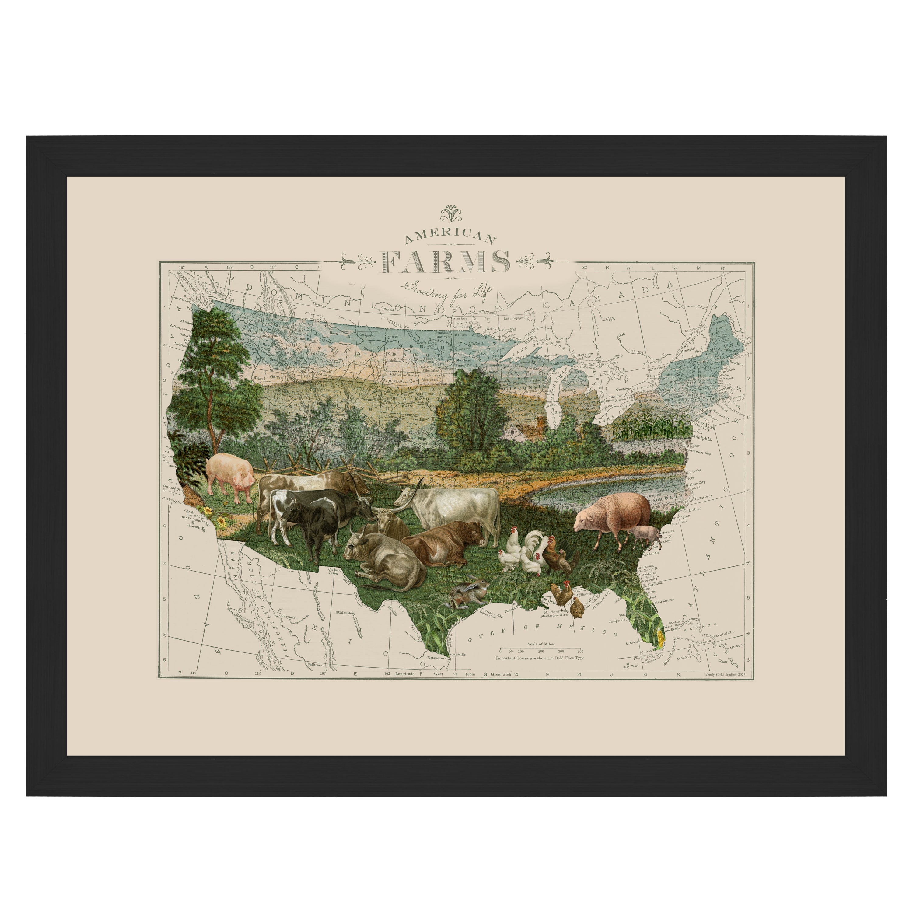 USA Farmland Map Art | Wendy Gold