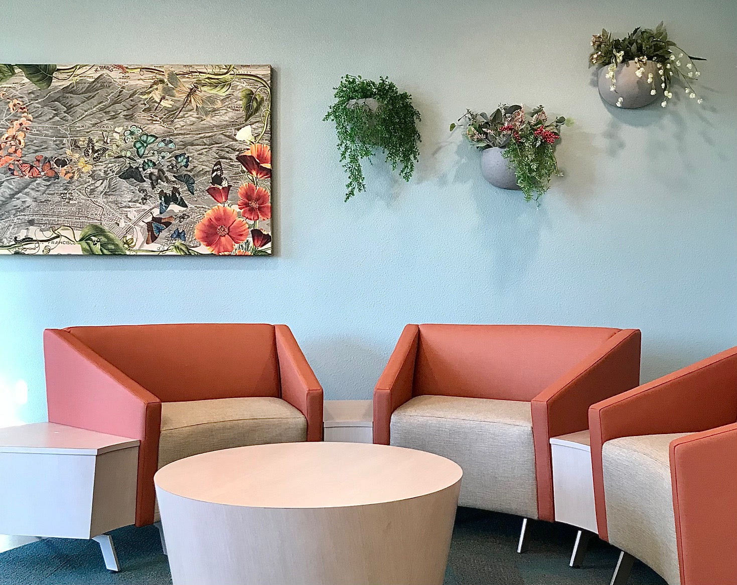 Veterans Square Lobby Features Collage Map Artwork by Wendy Gold