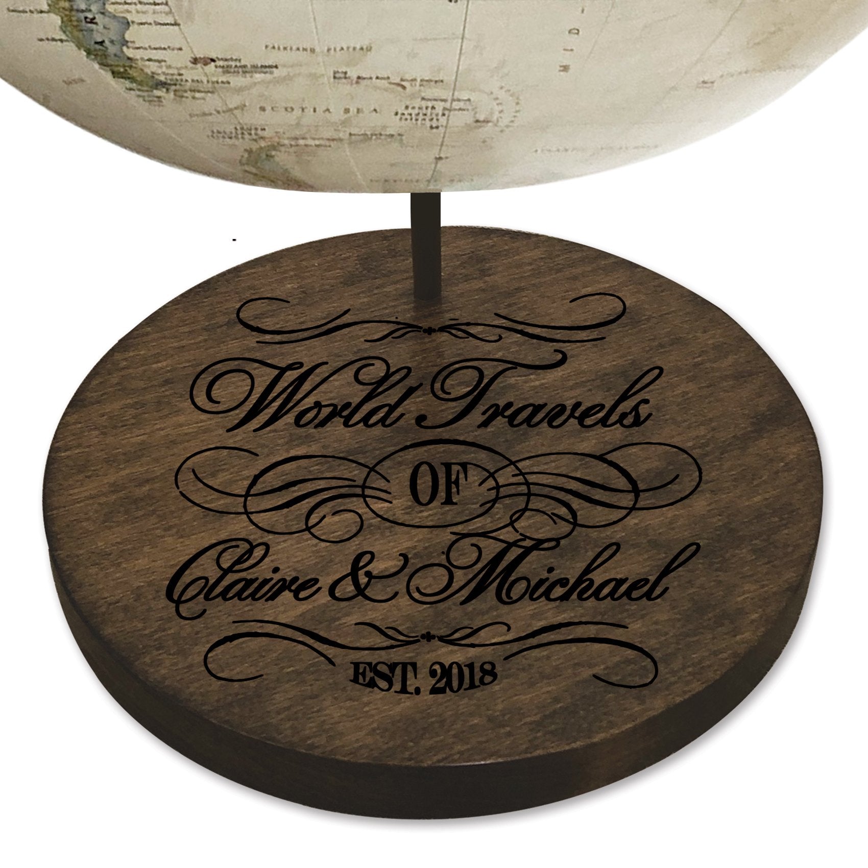 World Travels Custom Engraved Push Pin Globe | Wendy Gold