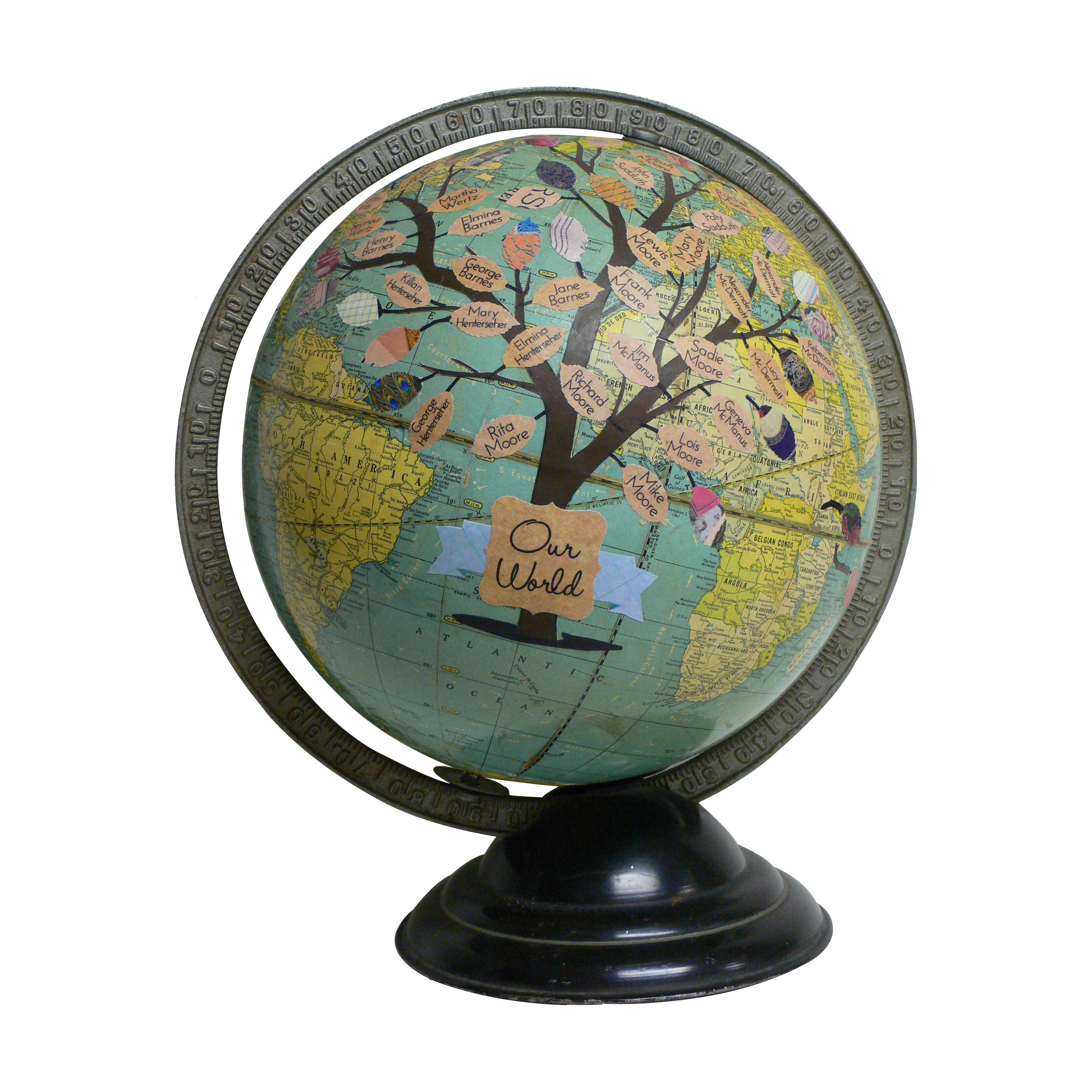 Custom Family Tree Vintage Globe Art | Wendy Gold