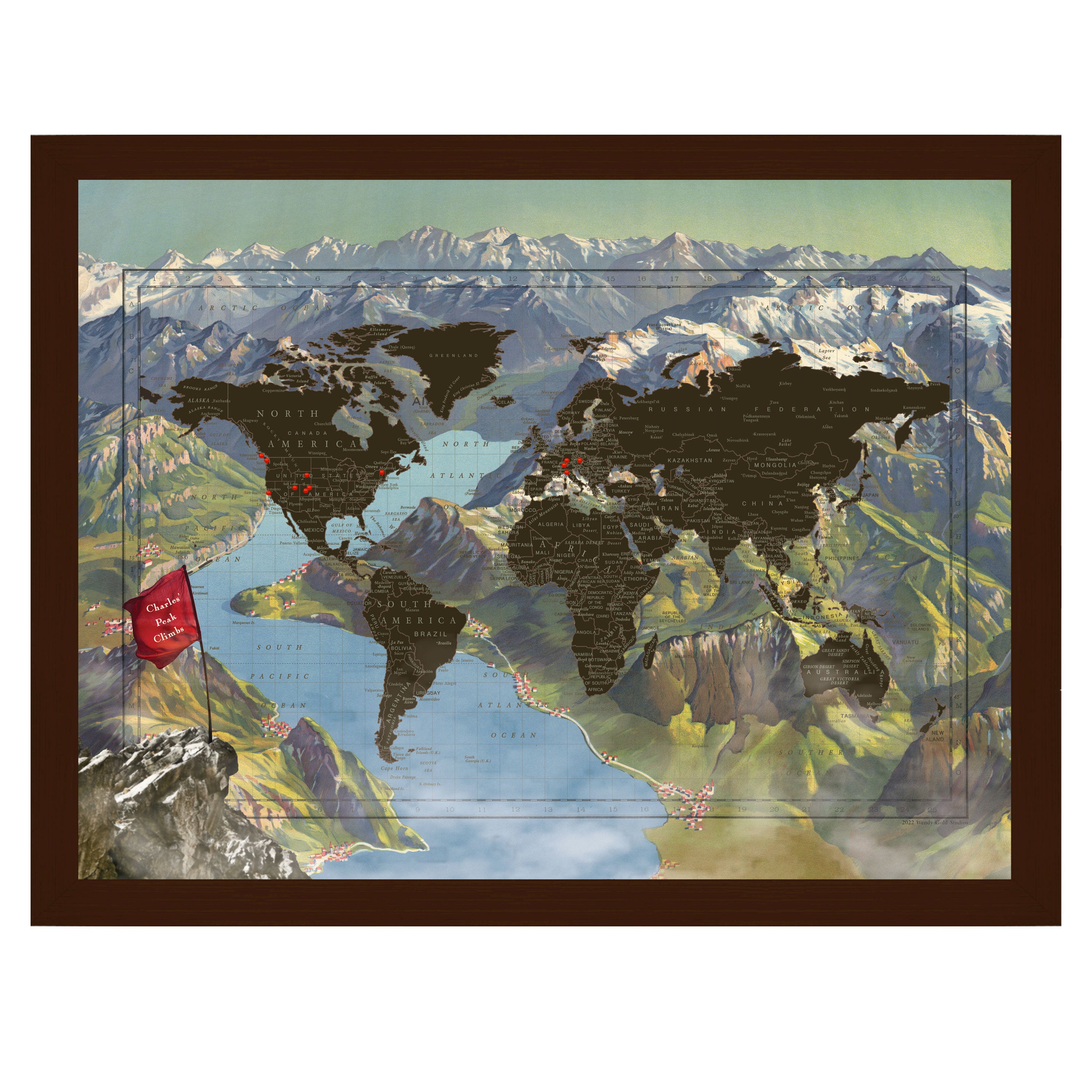 Personalized Hiking Travel Map with Pins | Wendy Gold